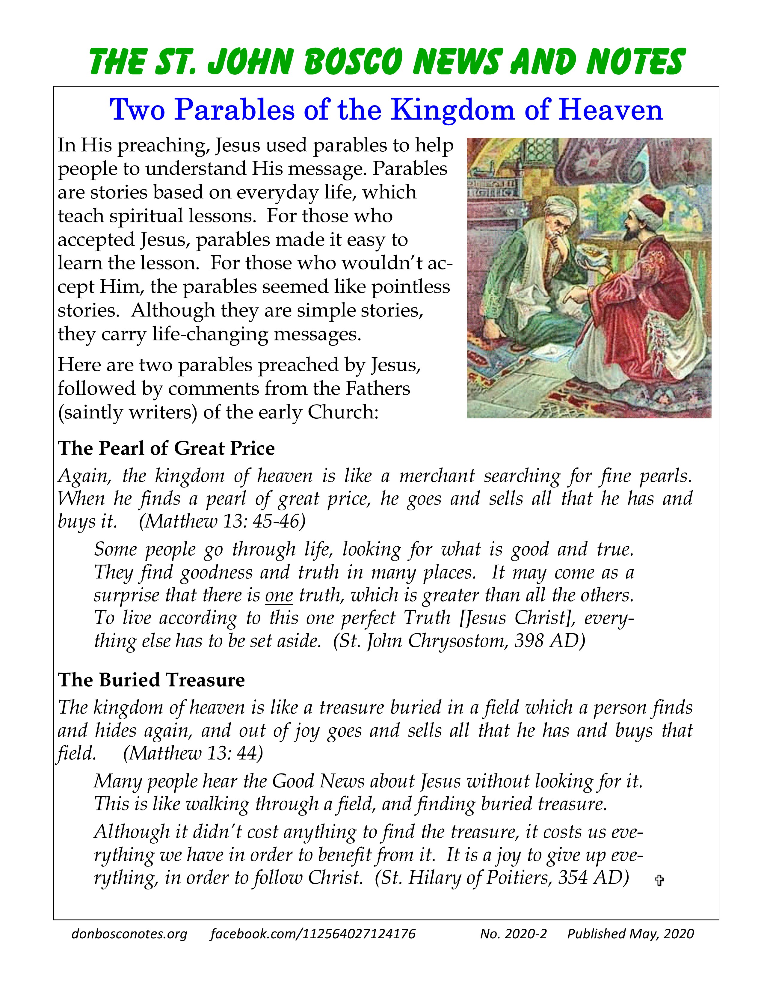 Two Parables – St. John Bosco News and Notes