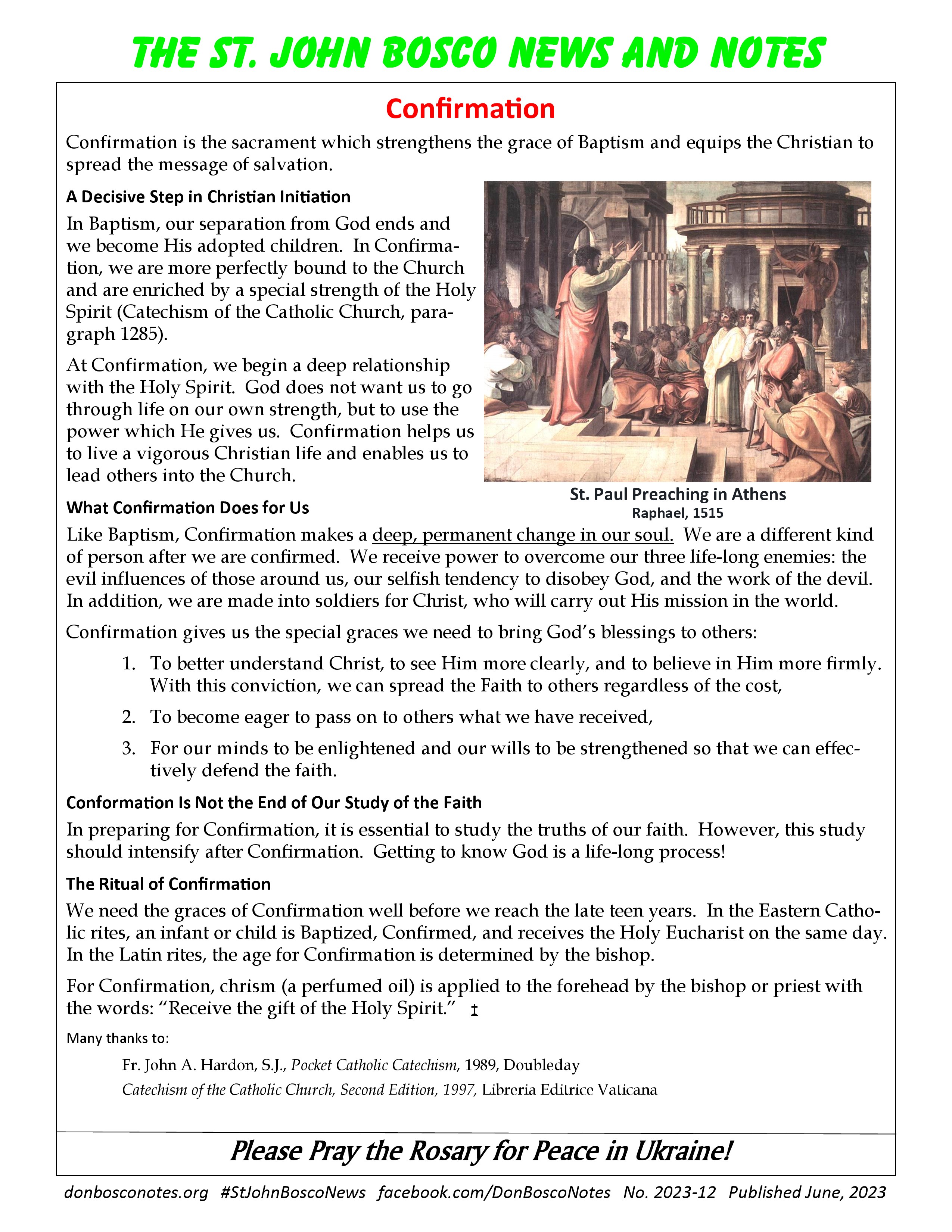 Confirmation – St. John Bosco News and Notes