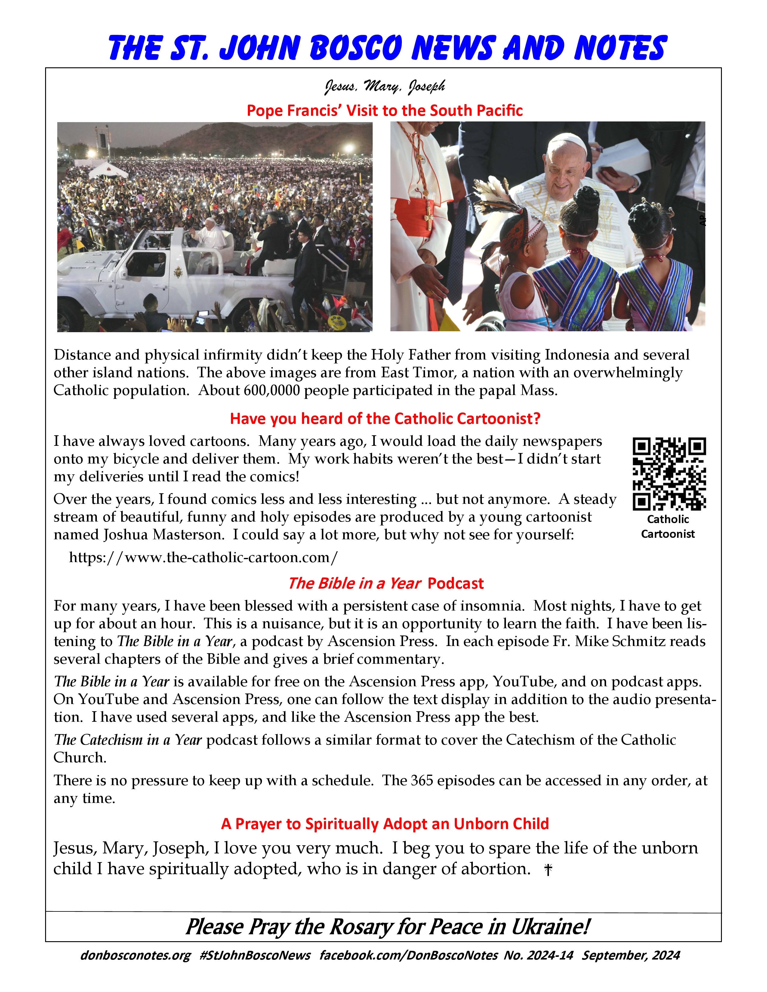 Check Out the Catholic Cartoonist – St. John Bosco News and Notes